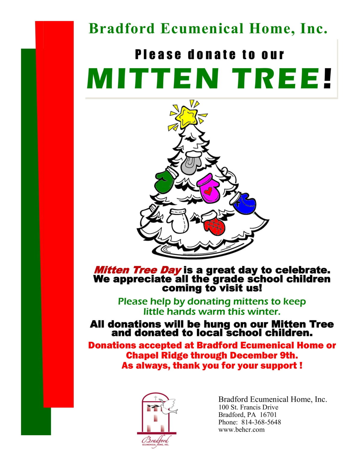 Please Donate to Our Mitten Tree! | Bradford